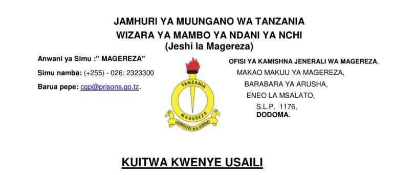 Majina ya Kuitwa Usaili Jeshi la Magereza - Mitihanibora